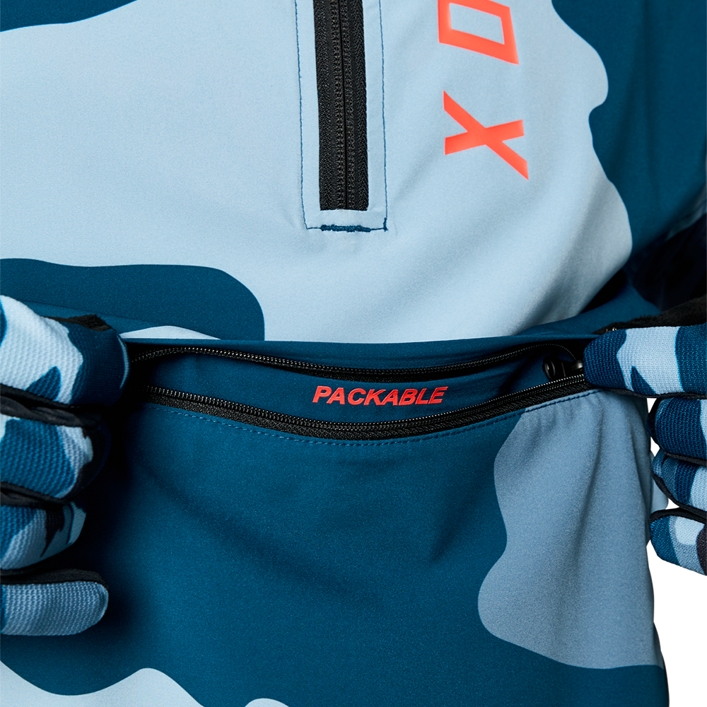 Fox Ranger Wind Pullover Jacket - Blue Camo - Velo Ronny's Bicycle Store