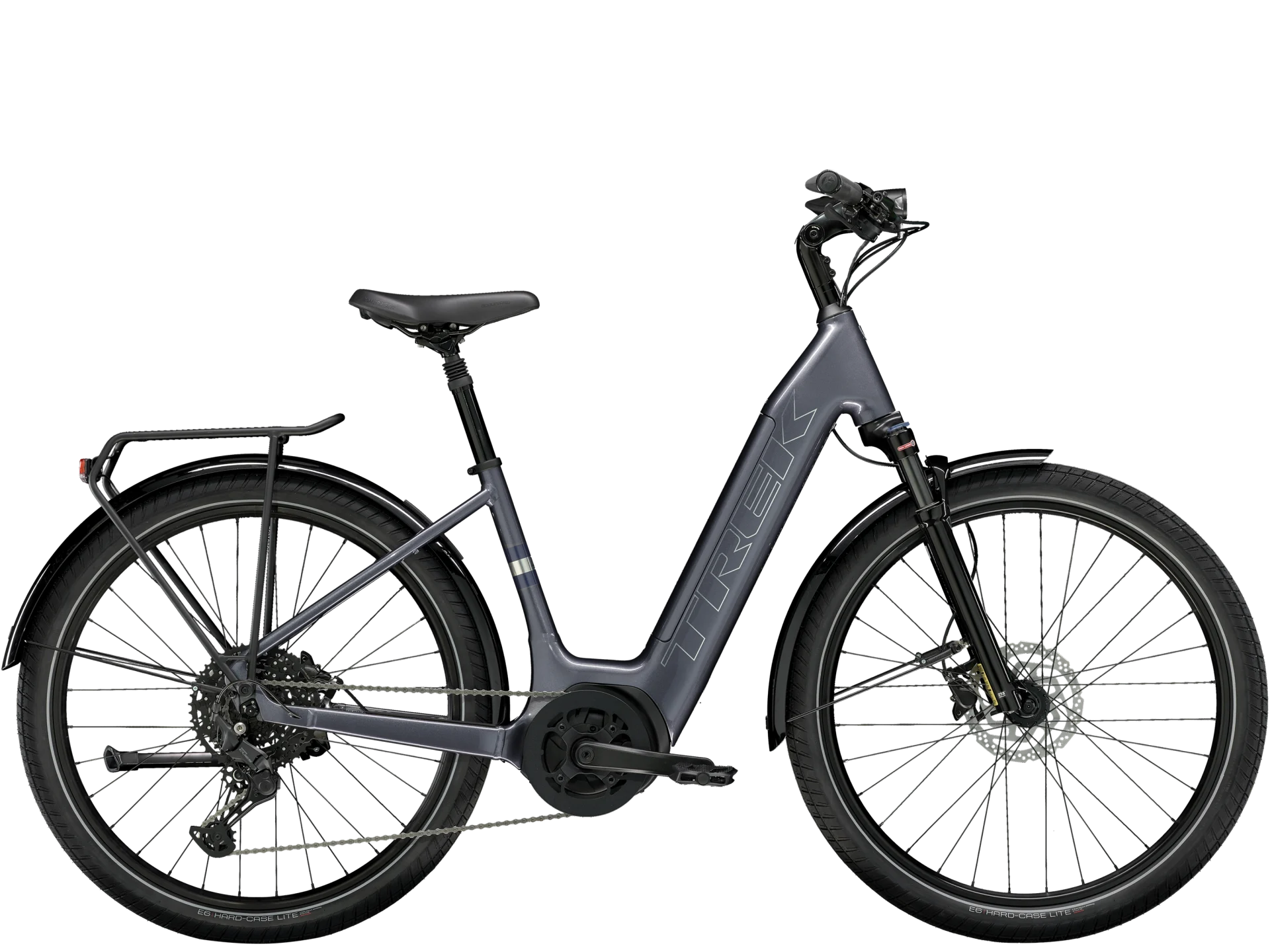 Trek Verve+ 4S Lowstep eBike - Galactic Grey - Velo Ronny's Bicycle Store